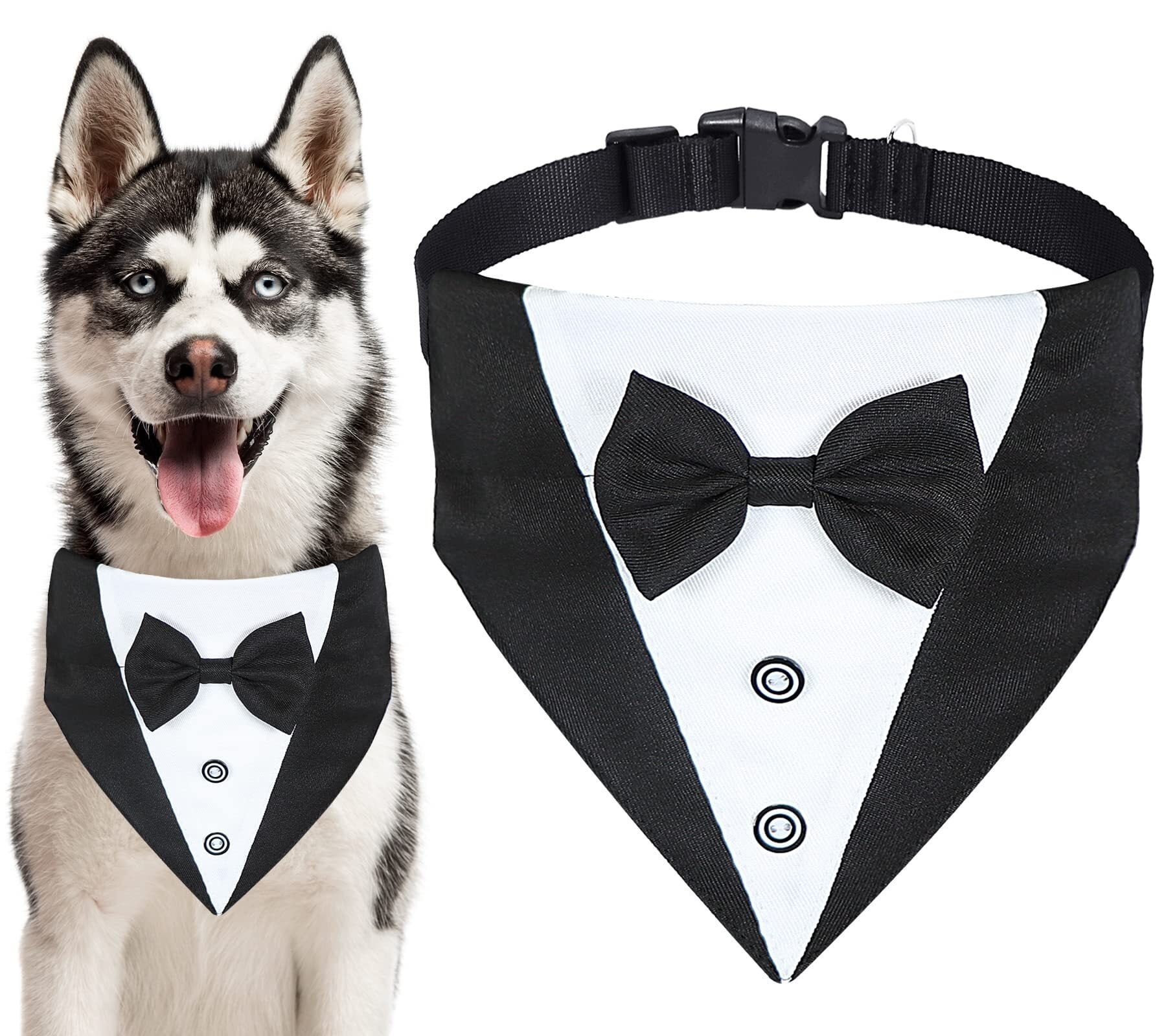 SHINDU Dog Tuxedo Collar with Bow Tie Dog Suit Dog Wedding Bandana ...
