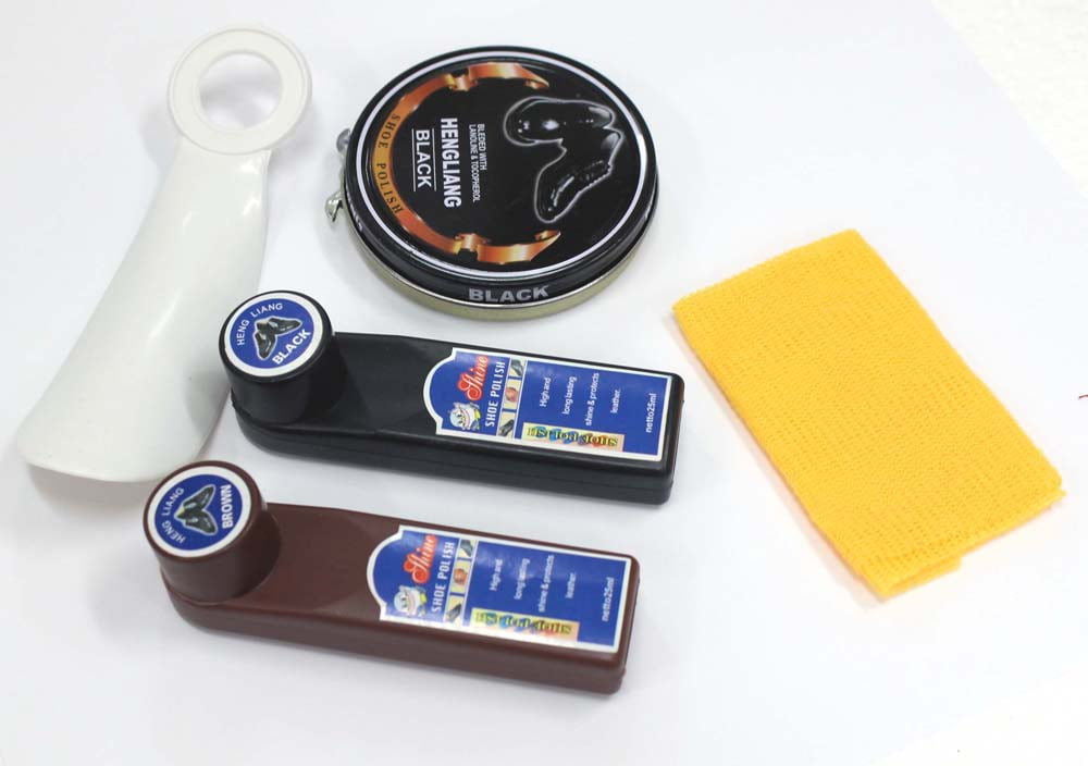 SHINE SHINE Deluxe Shoe Shine Kit | Premium Black Solid & Liquid ...
