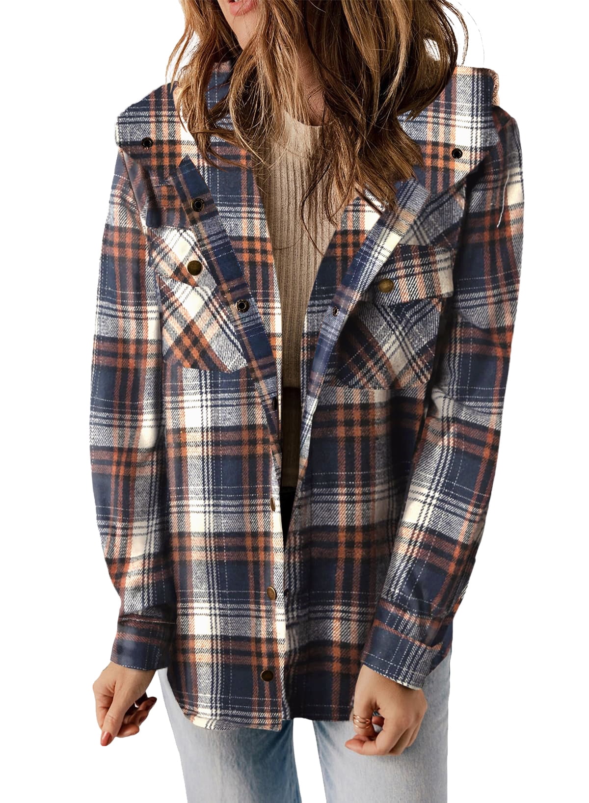 SHINE UP Flannel Shacket Jacket for Women Plaid Shirts Long Sleeve ...