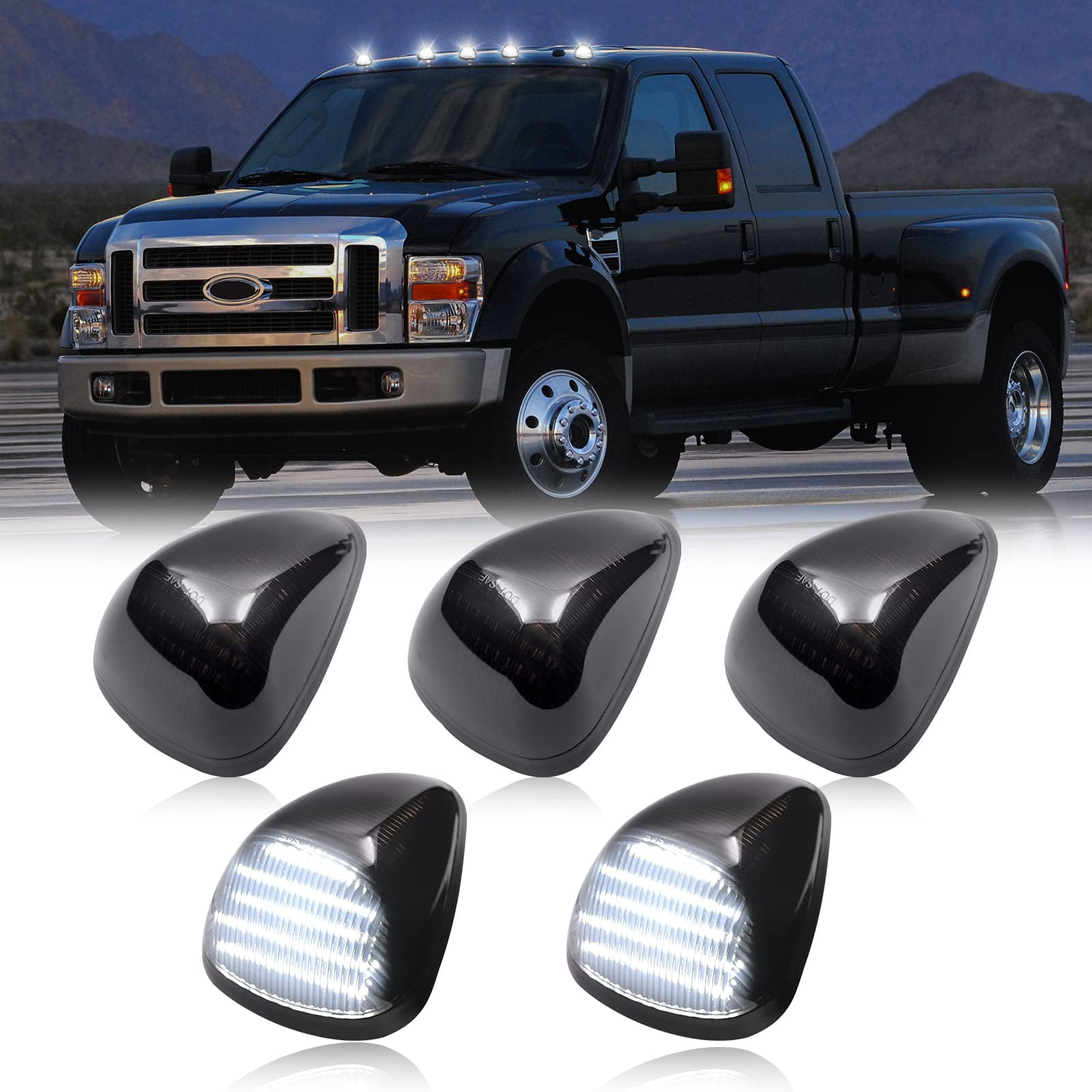 SHINEFIT 5PCS LED White IFF17 Cab Roof Lights Replacement for 1999-2016 F250 F350 F450 F550 ...