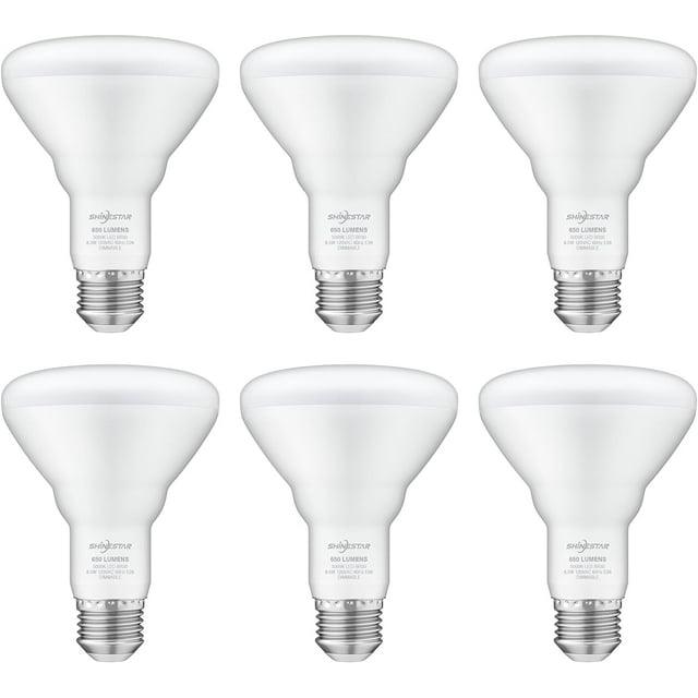 SHINESTAR 6-Pack Indoor BR30 LED Flood Light Bulb, 65W Equivalent ...