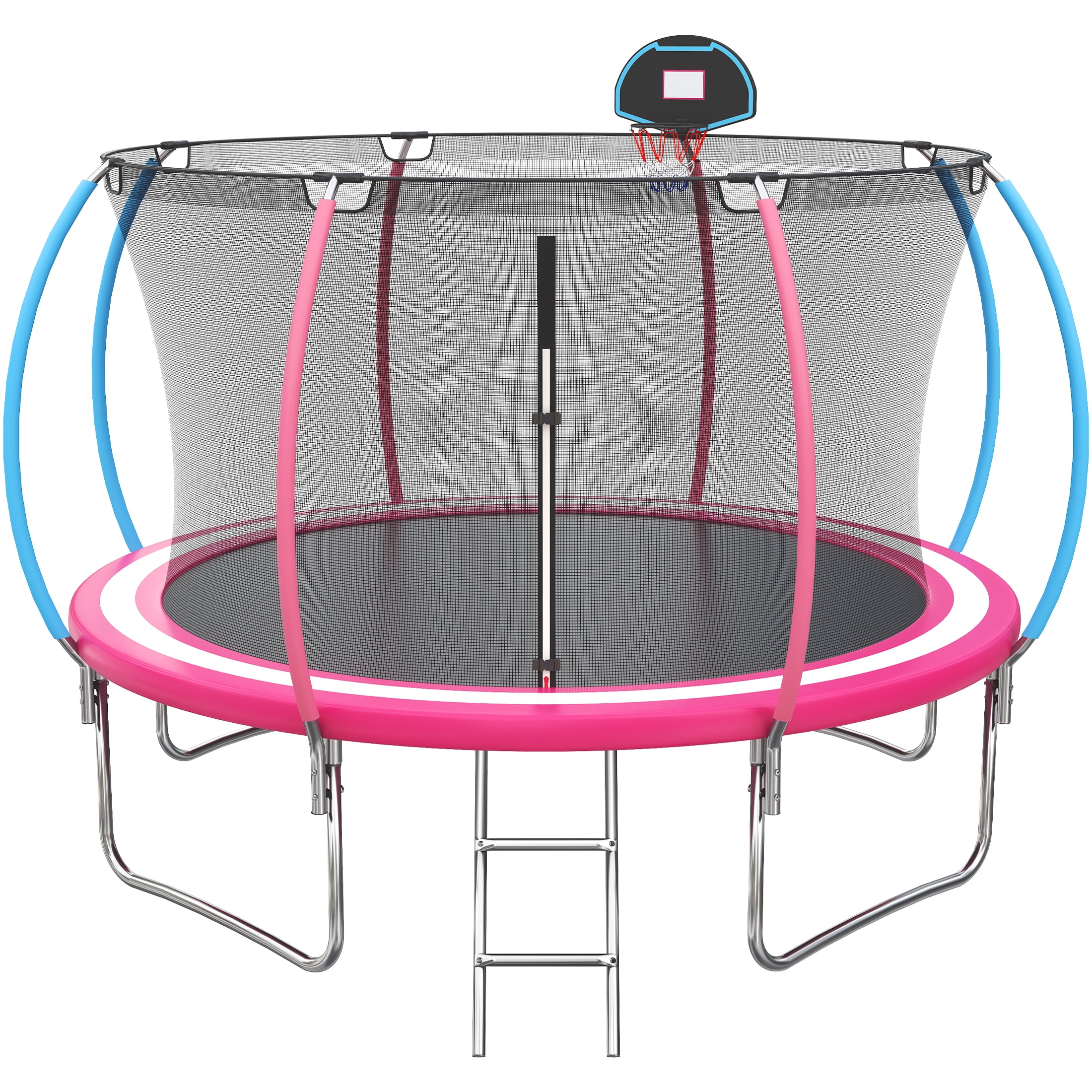 SHINPT 10FT Trampoline for Kids with Safety Enclosure Net, Basketball ...