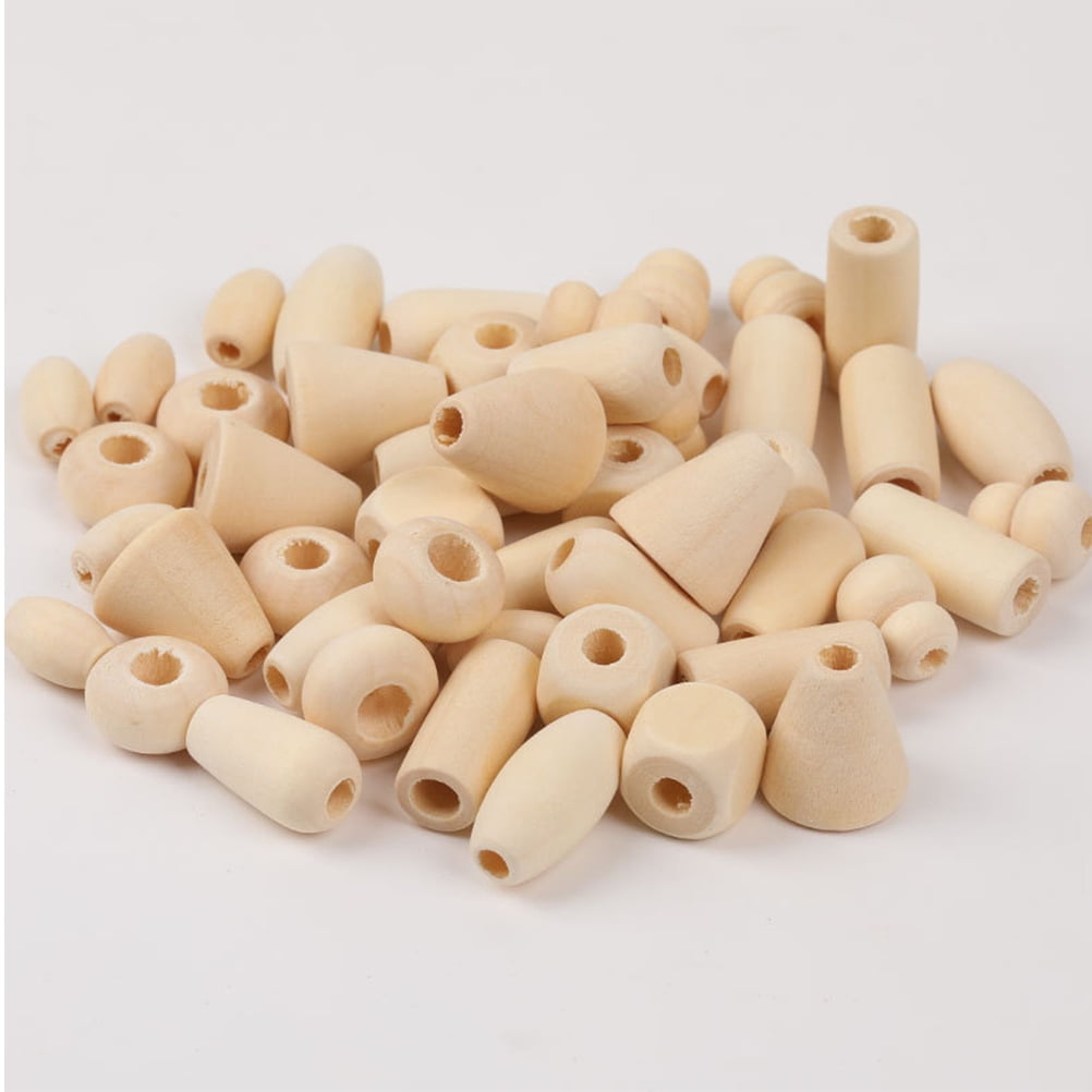 SHINYPASING 100Pcs Diy Beads Wooden Unfinished Loose Beads Round With ...