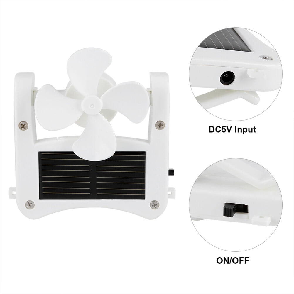 SHINYPASING 1Pack Clip On Portable Fan Solar Powered Usb Charging White ...