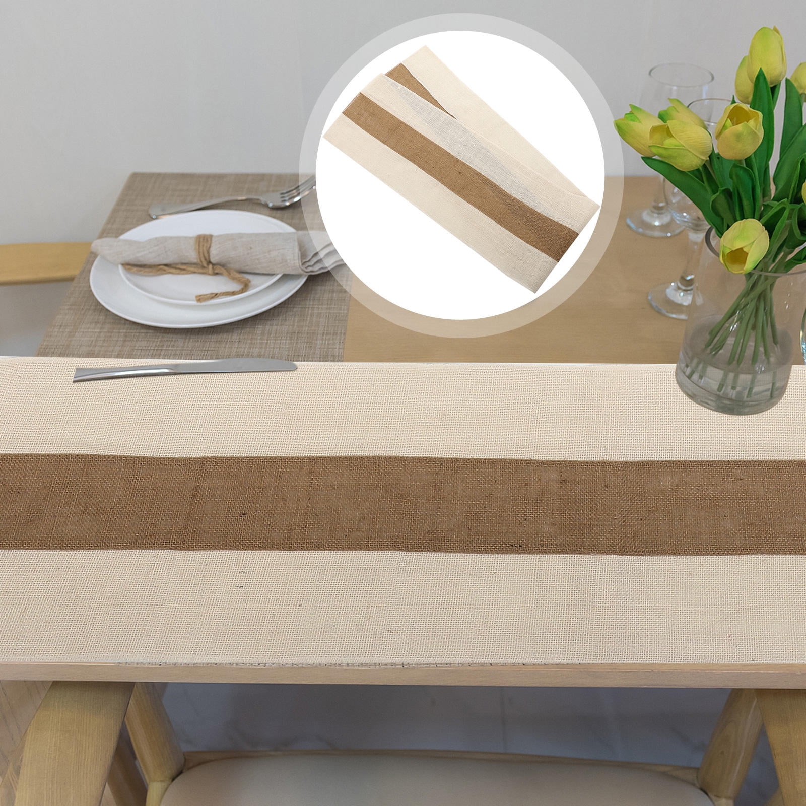 SHINYPASING 1Set Rustic Farmhouse Style Flax Table Runner for Dining ...