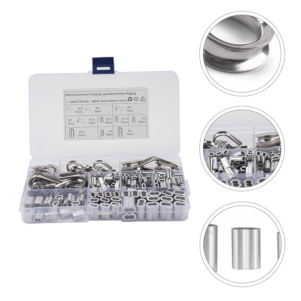 SHINYPASING 250Set Stainless Wire Crimps for Cable and Wire Traction in ...