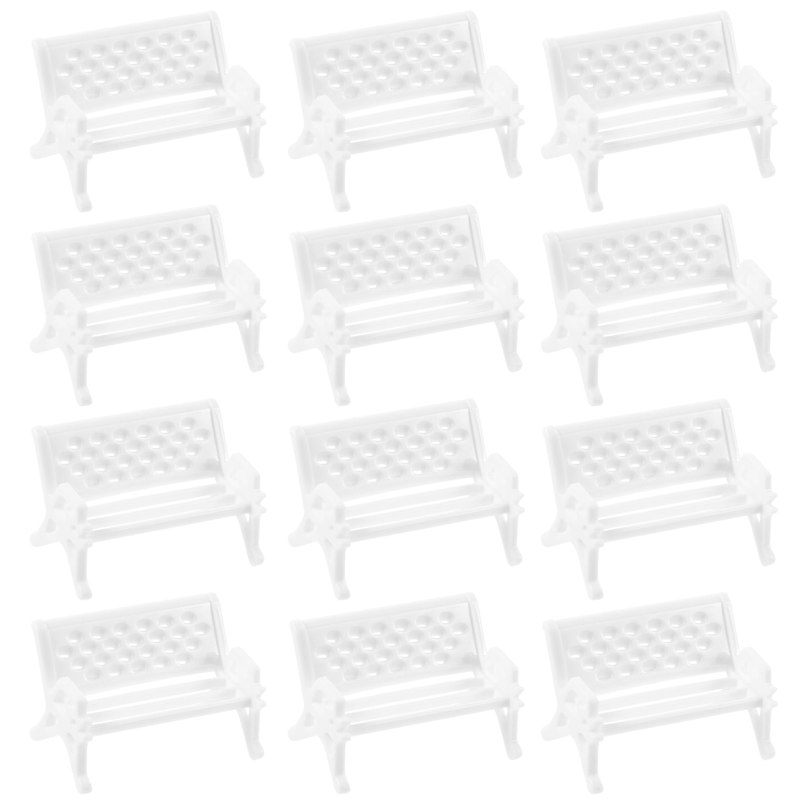 SHINYPASING 25Pcs Miniature Bench Furniture Mini Bench Model White ...