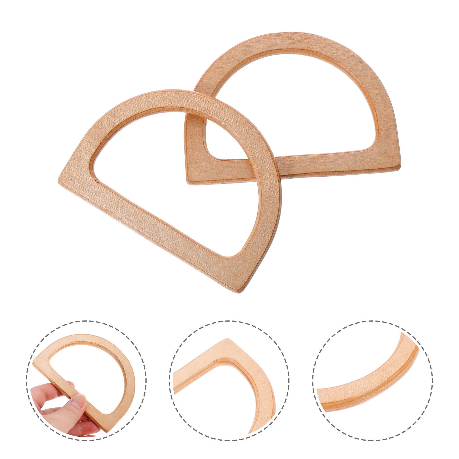 SHINYPASING 2Pack Bag Handles Wooden D Shape for Purse Repairing Home ...