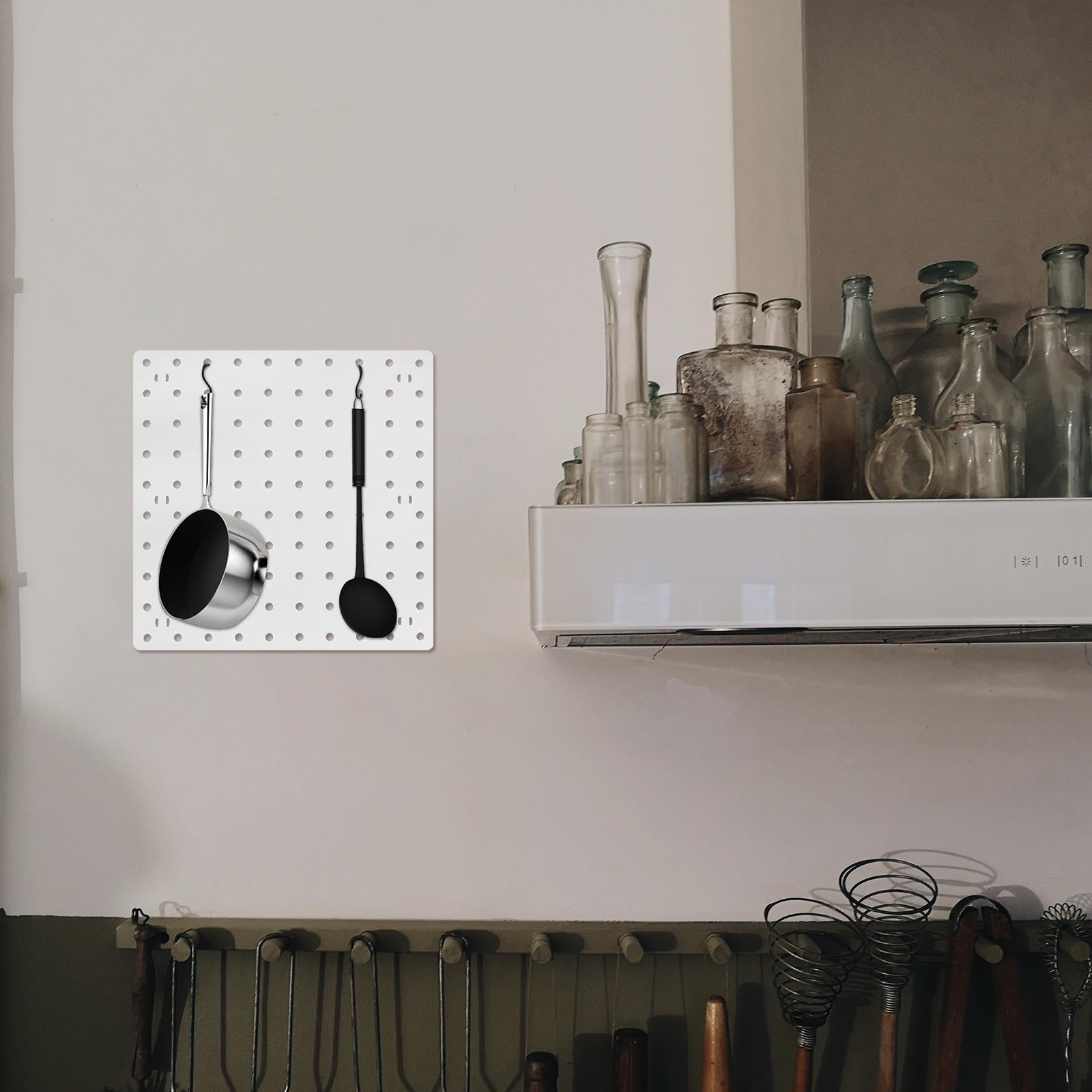 SHINYPASING 2Pcs 9.82X9.82X0.59in White Plastic Pegboards Wall Mount ...