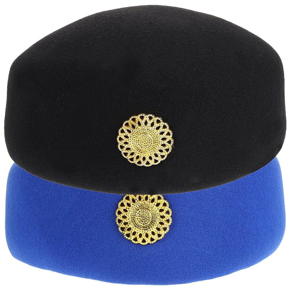 SHINYPASING 2Set One Size Fits Most Felt Stewardess Hat for Flight ...