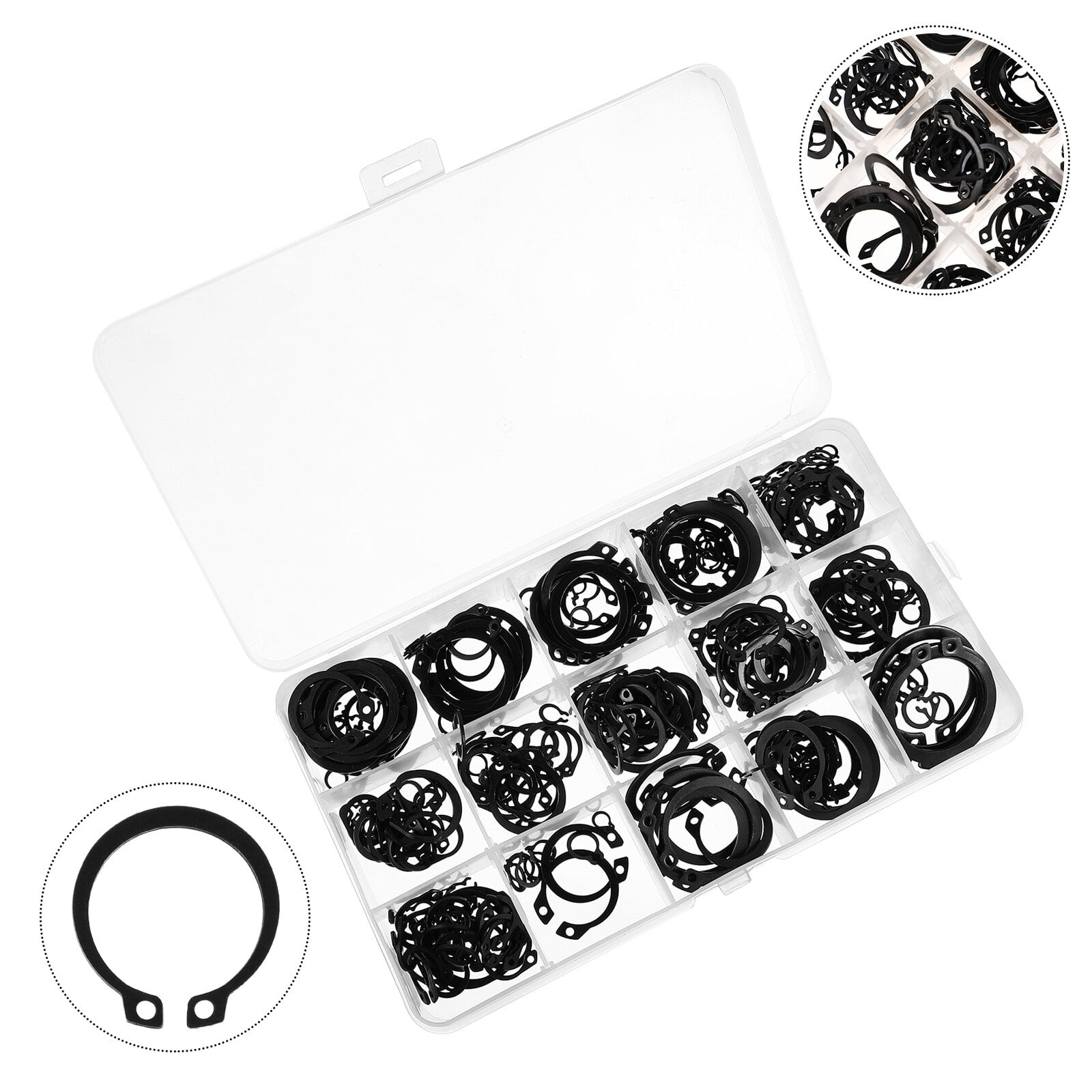 SHINYPASING 320Pcs Black Circular Circlip Set for Bearings and Gears in ...