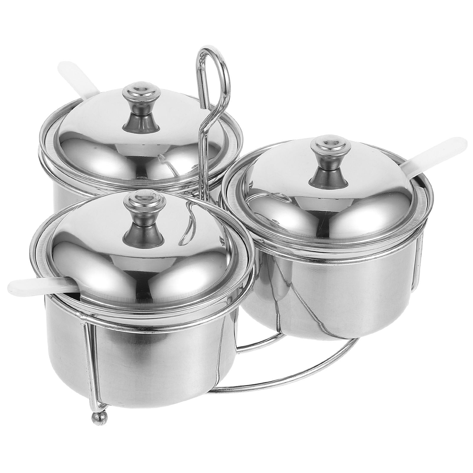 SHINYPASING 3Set Seasoning Box Stainless Steel Spice Jars for Kitchen Utensil with Dust ...
