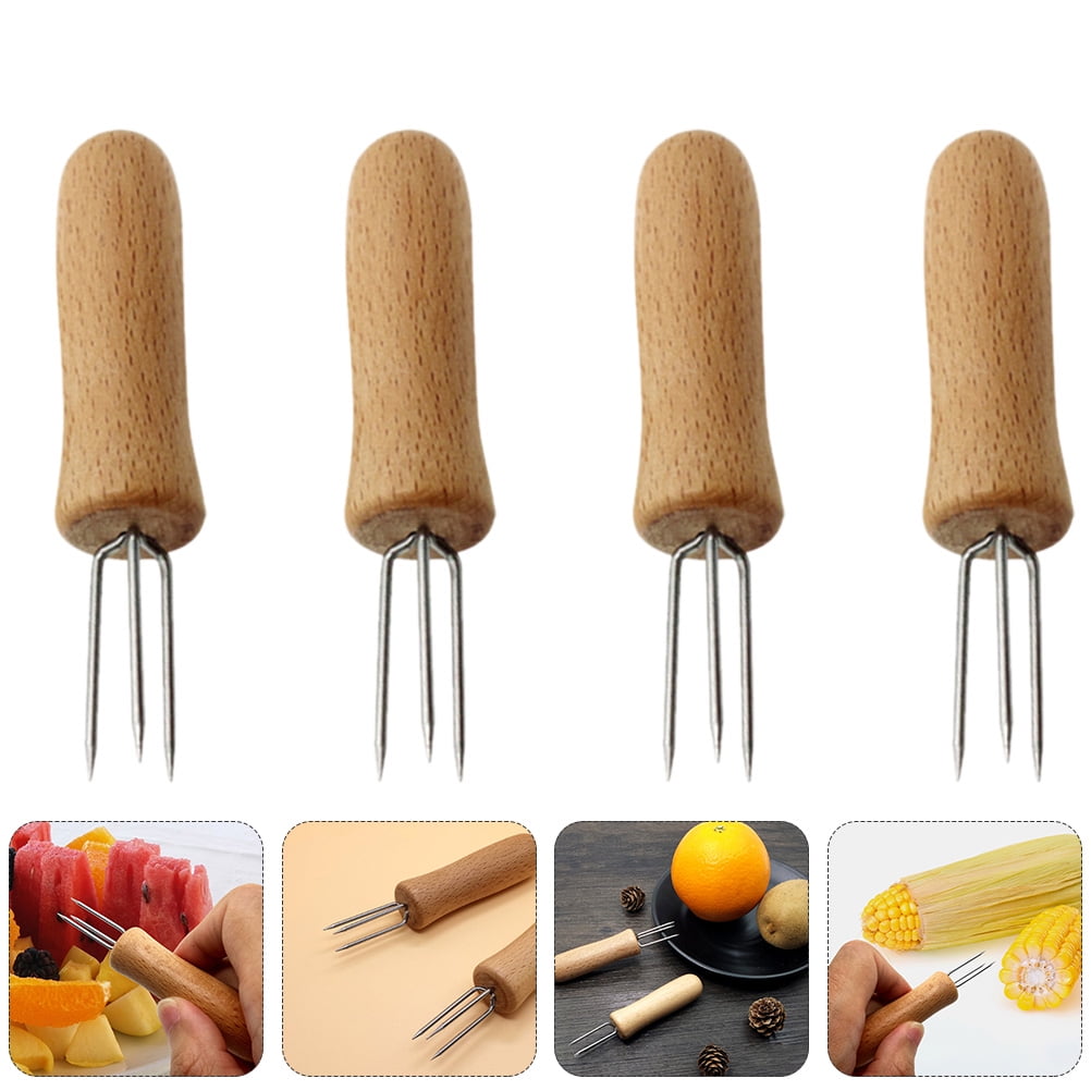 SHINYPASING Stainless Steel Pickle Forks Wood 4Pcs Assorted Color ...