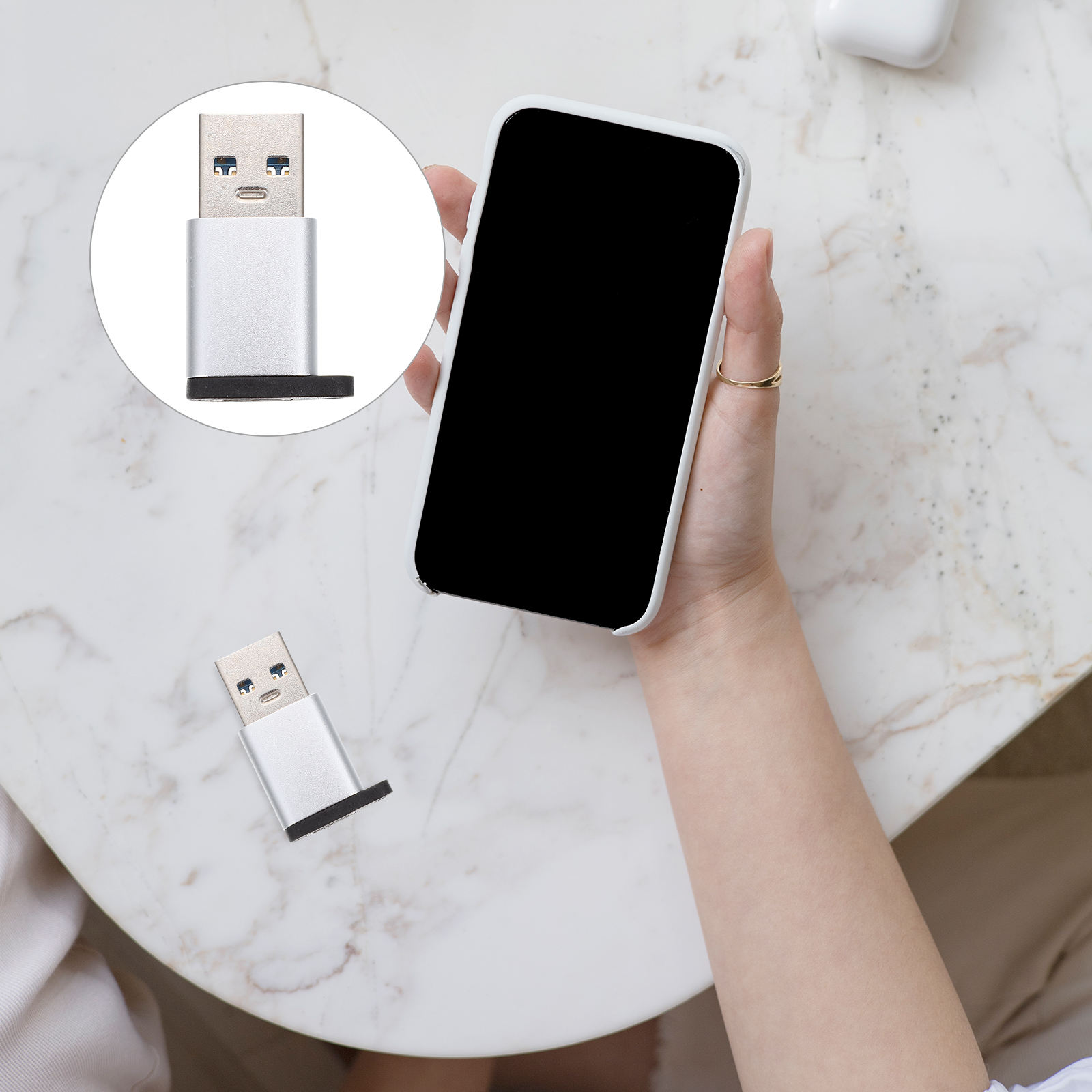 SHINYPASING 5Pack Silver Plastic USB-C to USB Adapter for Tech Users ...
