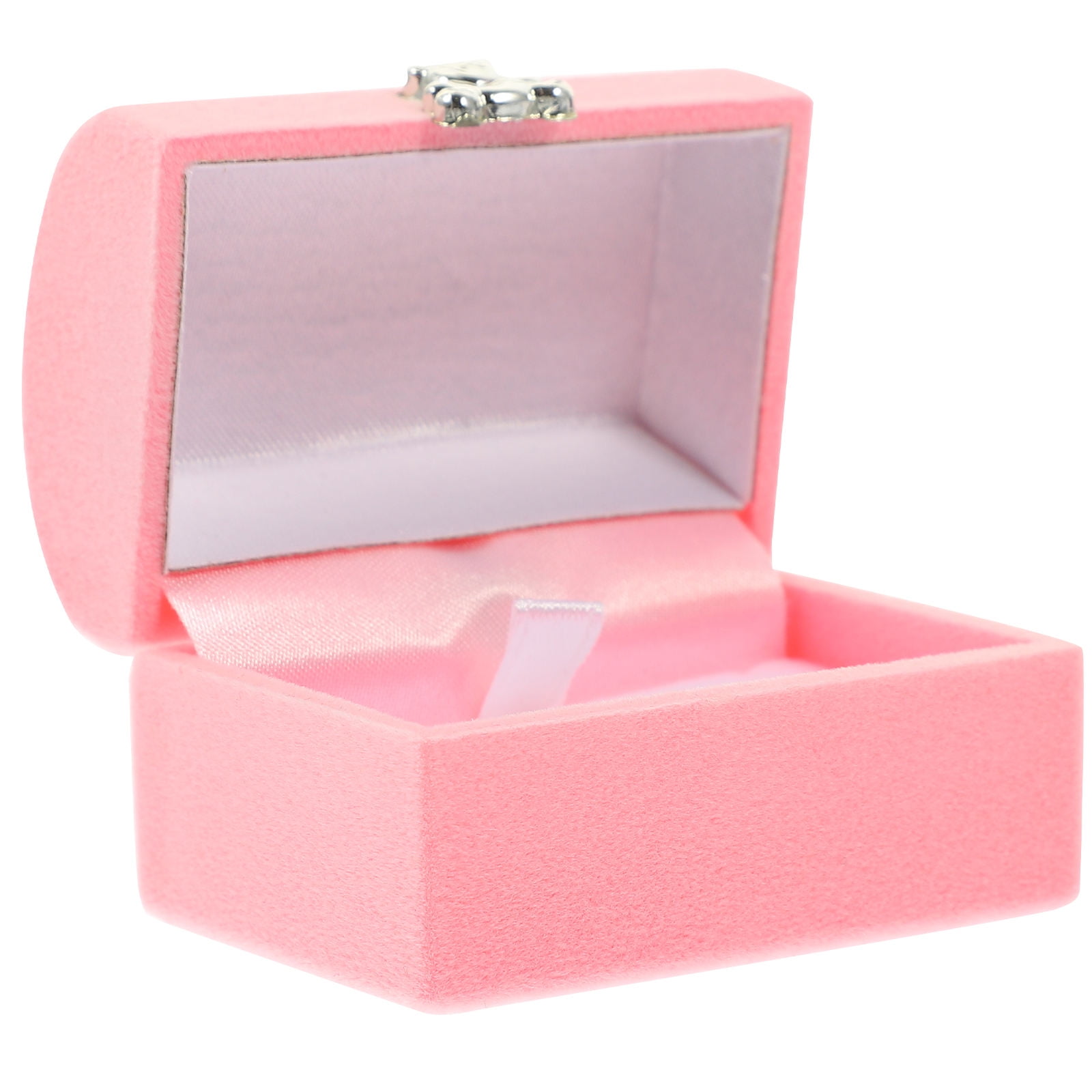 SHINYPASING 8.46X8.46X0.58In Pink Flocking Jewelry Box Small for ...