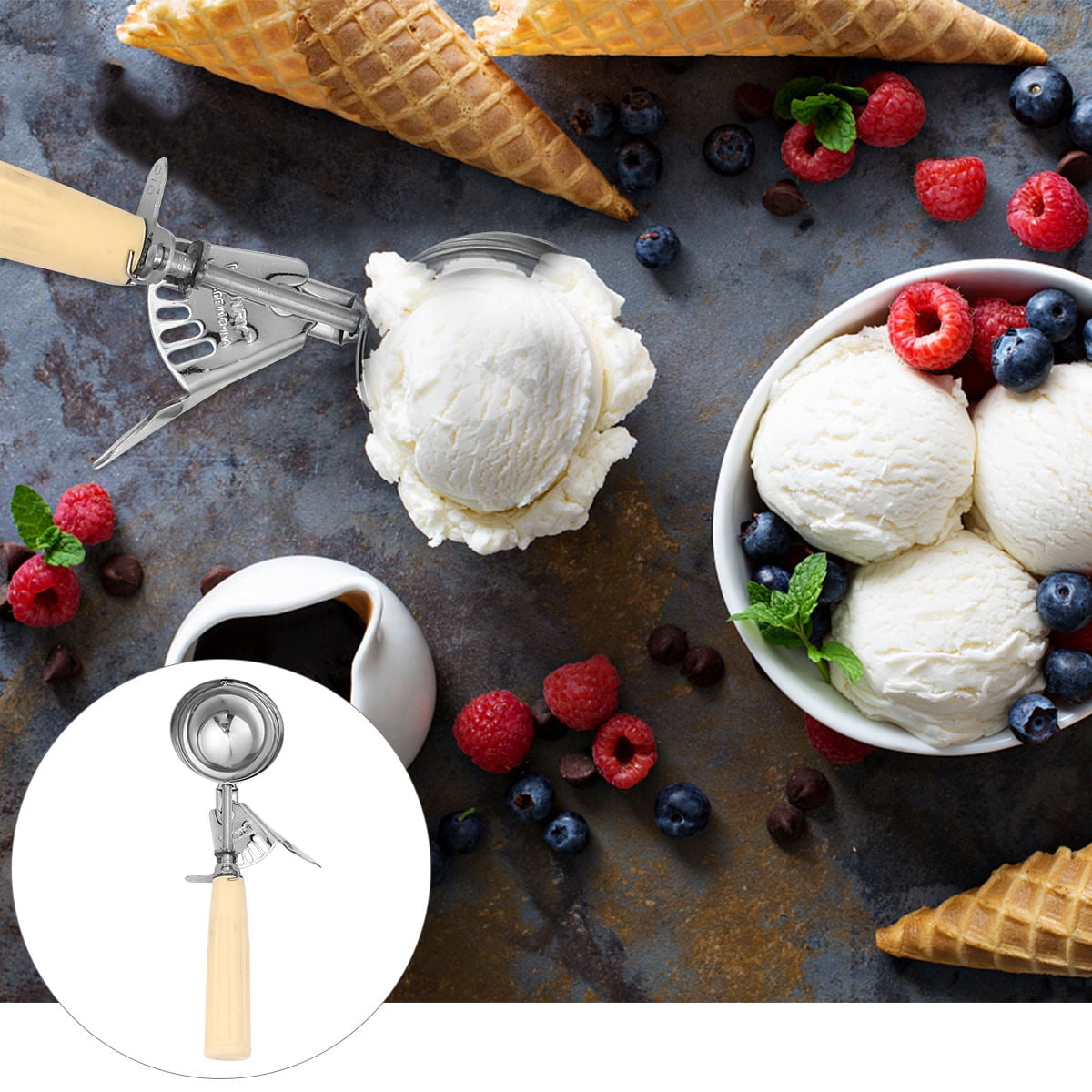 SHINYPASING Beige 1Pc Ice Cream Scoop Stainless Steel For Commercial ...