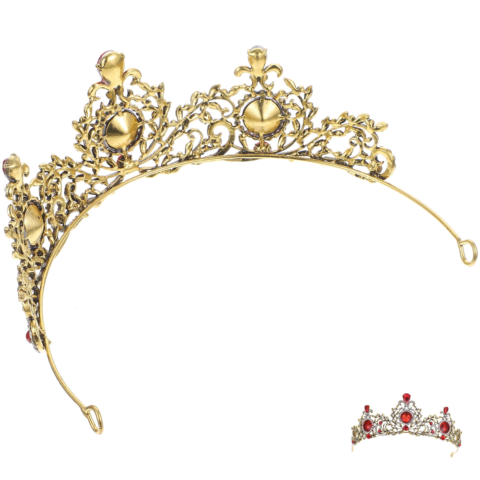 SHINYPASING Bridal Crown for Bride Rhinestone Crowns 1Set Red Gold Zinc ...