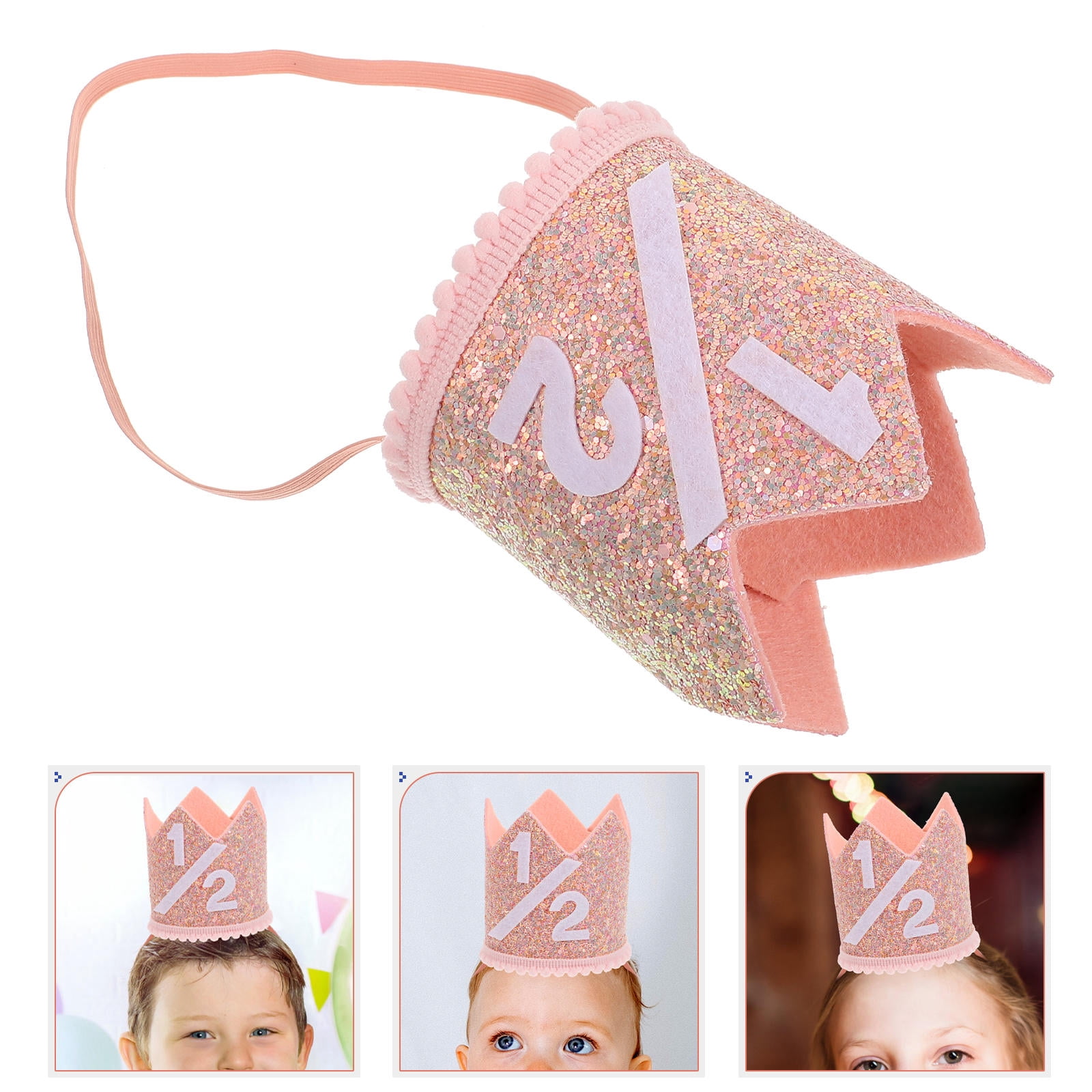 SHINYPASING Party Crown Hats Felt Birthday Hat Rose Gold 12x9cm ...
