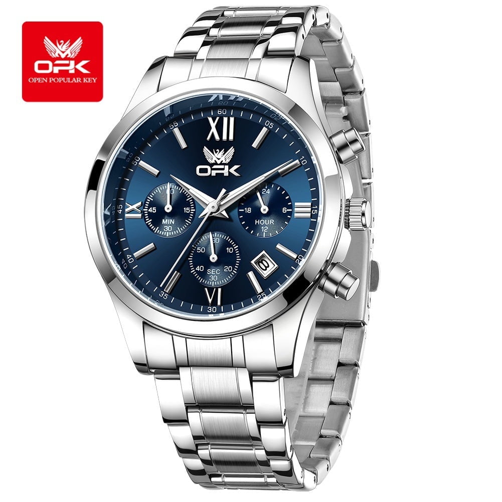 SHIORLAM Men's 40mm Multi-Function Chronograph Watch, Stainless Steel ...