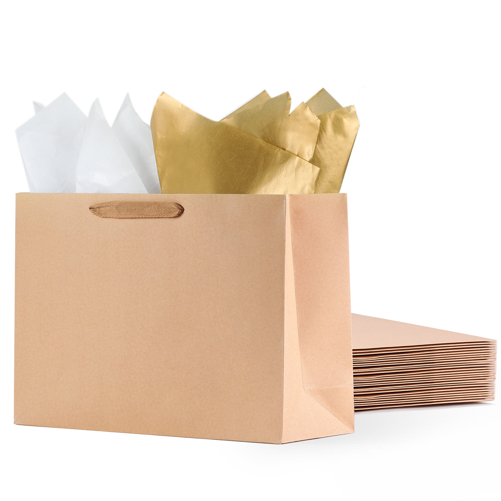 SHIPKEY 10 Pack Small Kraft Paper Bags with Handles, Bulk Shopping Gift ...