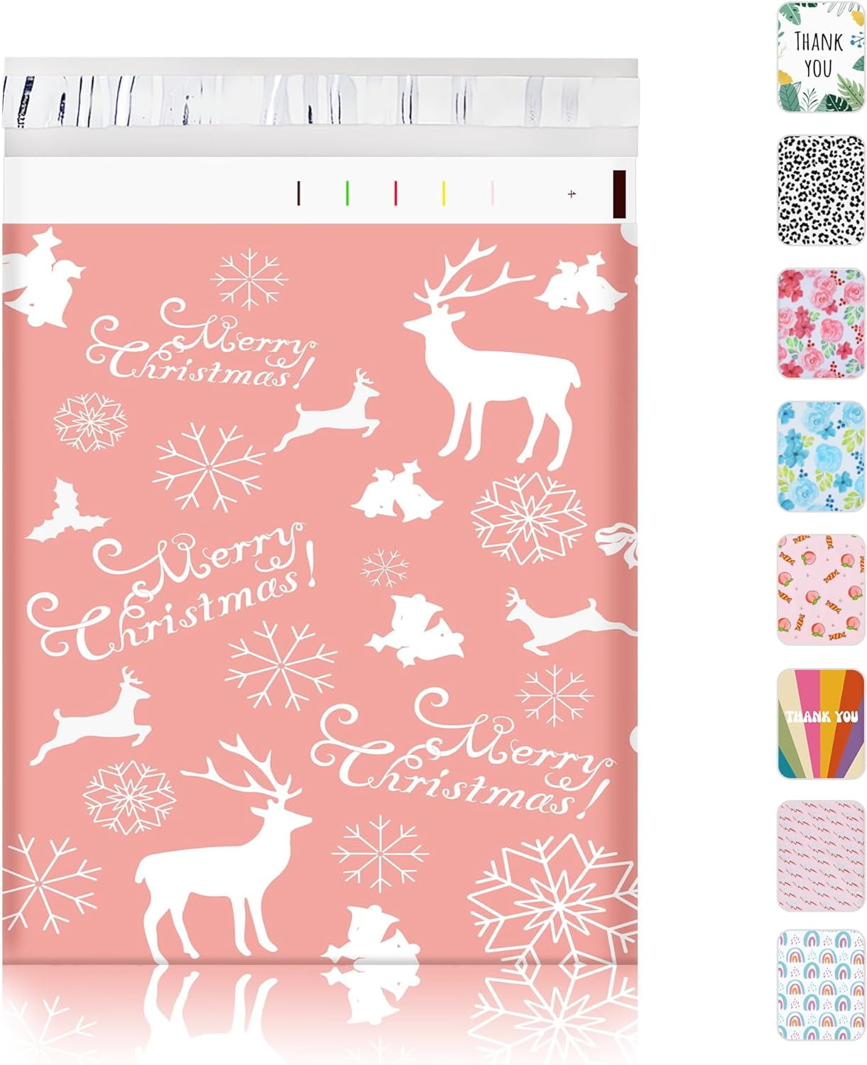 SHIPKEY 100 Pcs Christmas Poly Mailers 10x13 Inches, Reusable Mailing ...