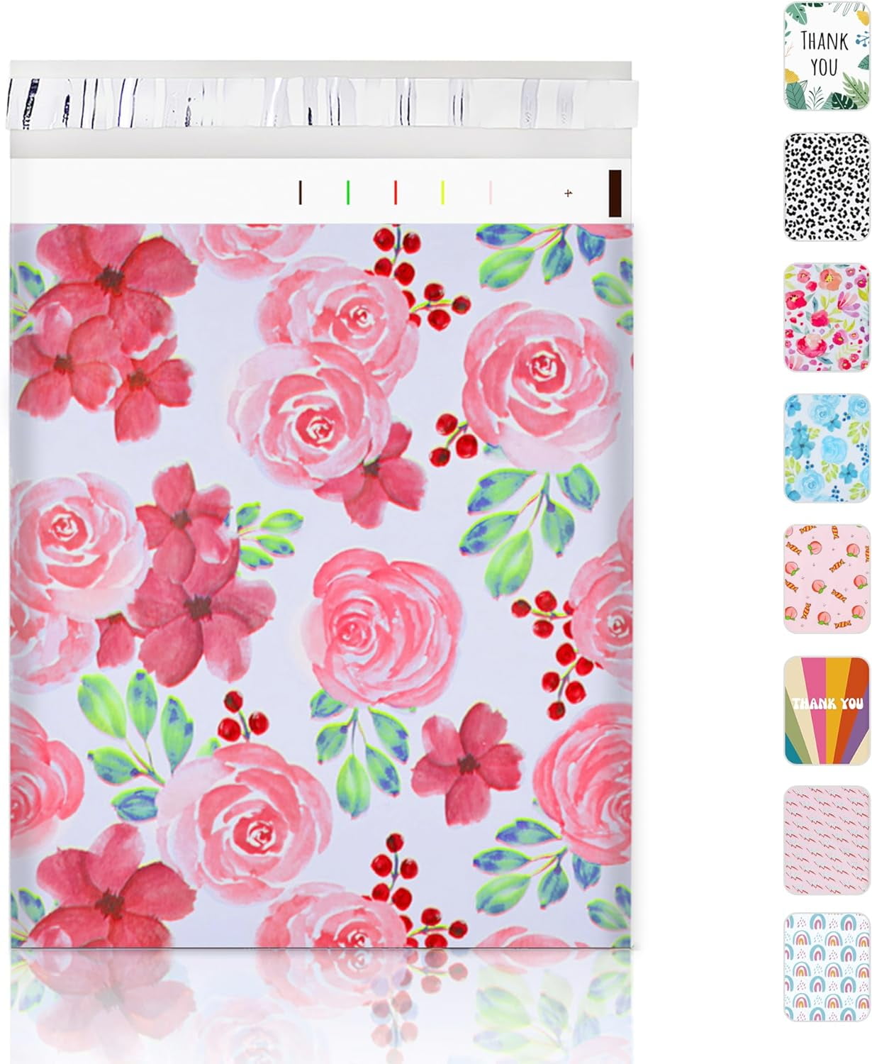 SHIPKEY 100 Pcs Floral Poly Mailers, 10x13 Inches Packaging Bags with ...