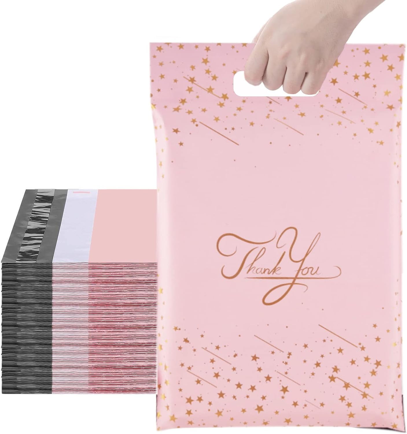 SHIPKEY 100pcs Poly Mailers with Handles, 10x13inch Packaging Bags with ...