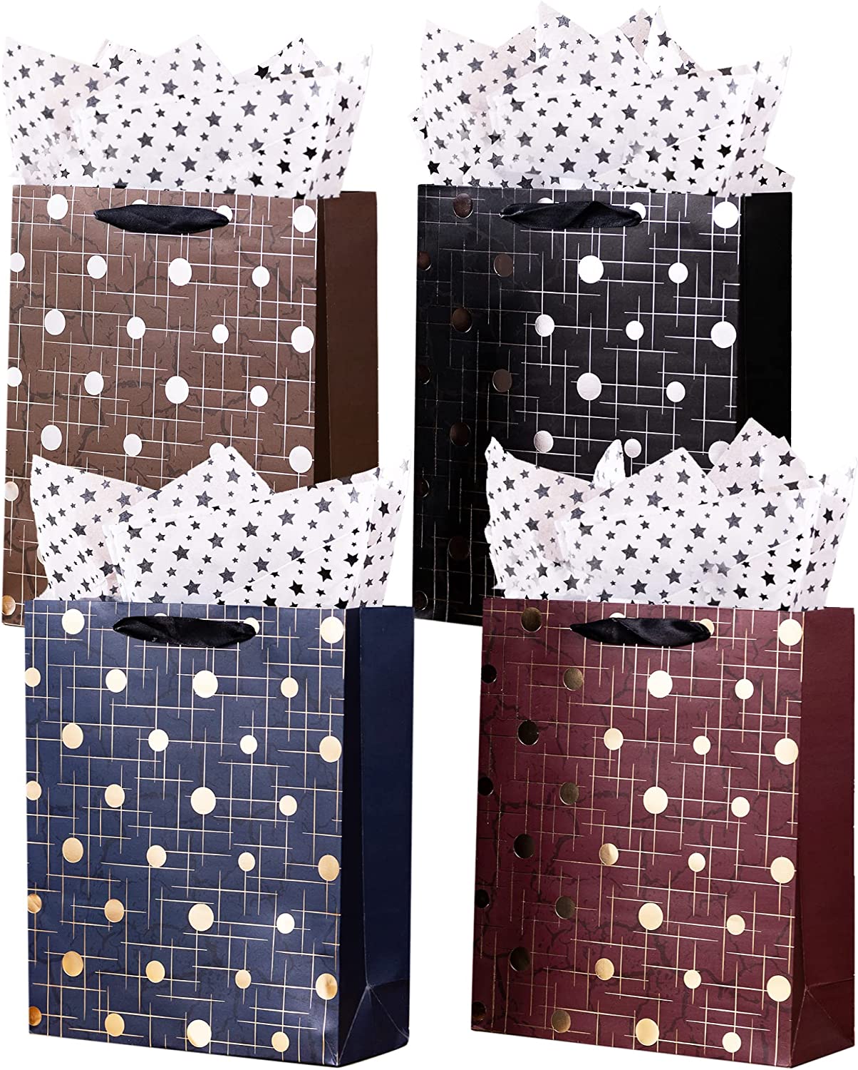 SHIPKEY 12 Pack 13" Large Gift Bags with Polka Dots, Gift Bags in ...