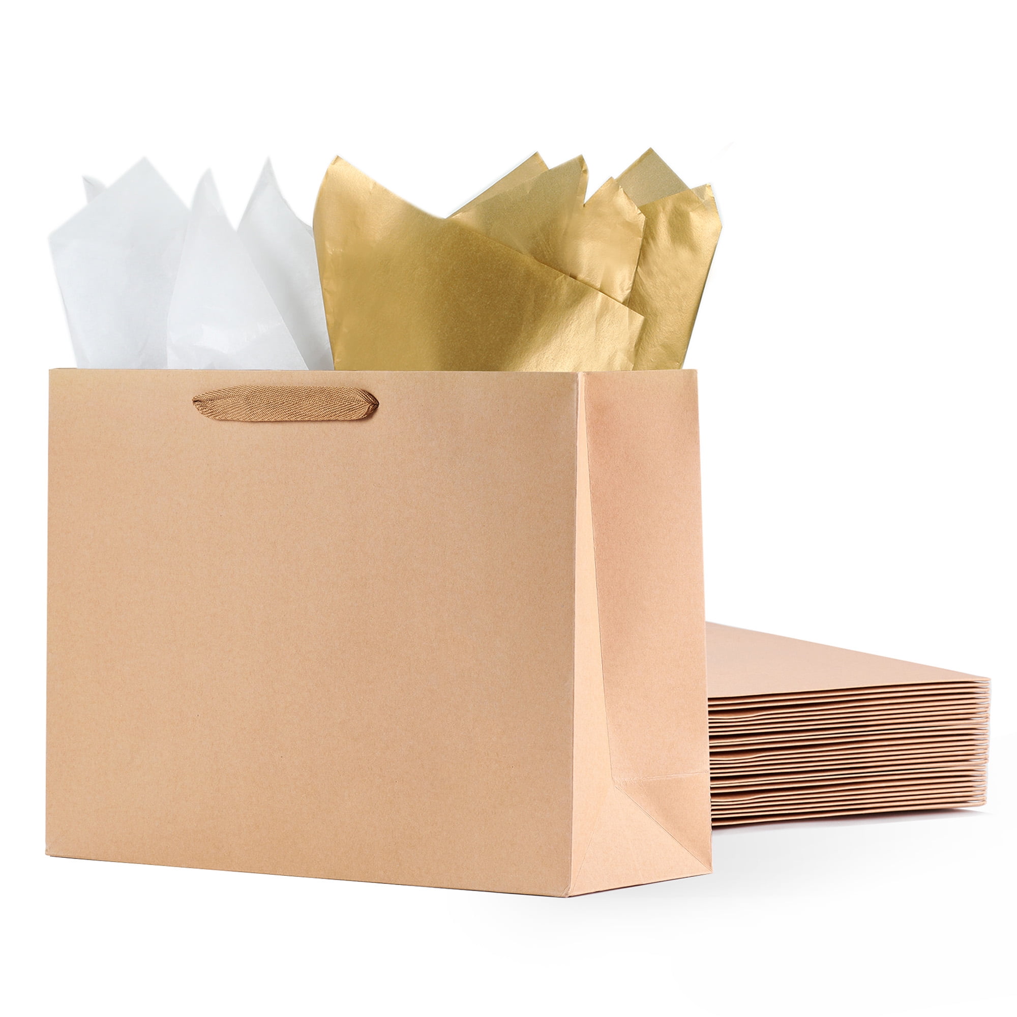 SHIPKEY 20 Pack Large Kraft Paper Bags, Large Gift Bags - Walmart.com