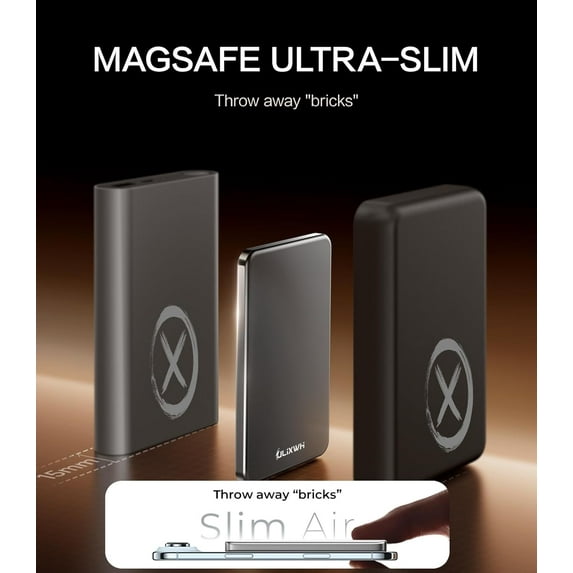 SHIQI-[0.3" Ultra Slim] [Alloy-Made] for Magsafe Portable Charger for ...