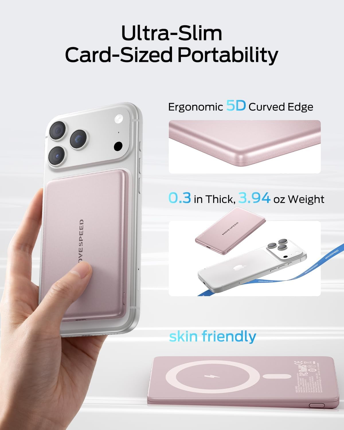 SHIQI-0.3'' Ultra Slim MagSafe Portable Charger, 5000mAh Magsafe ...