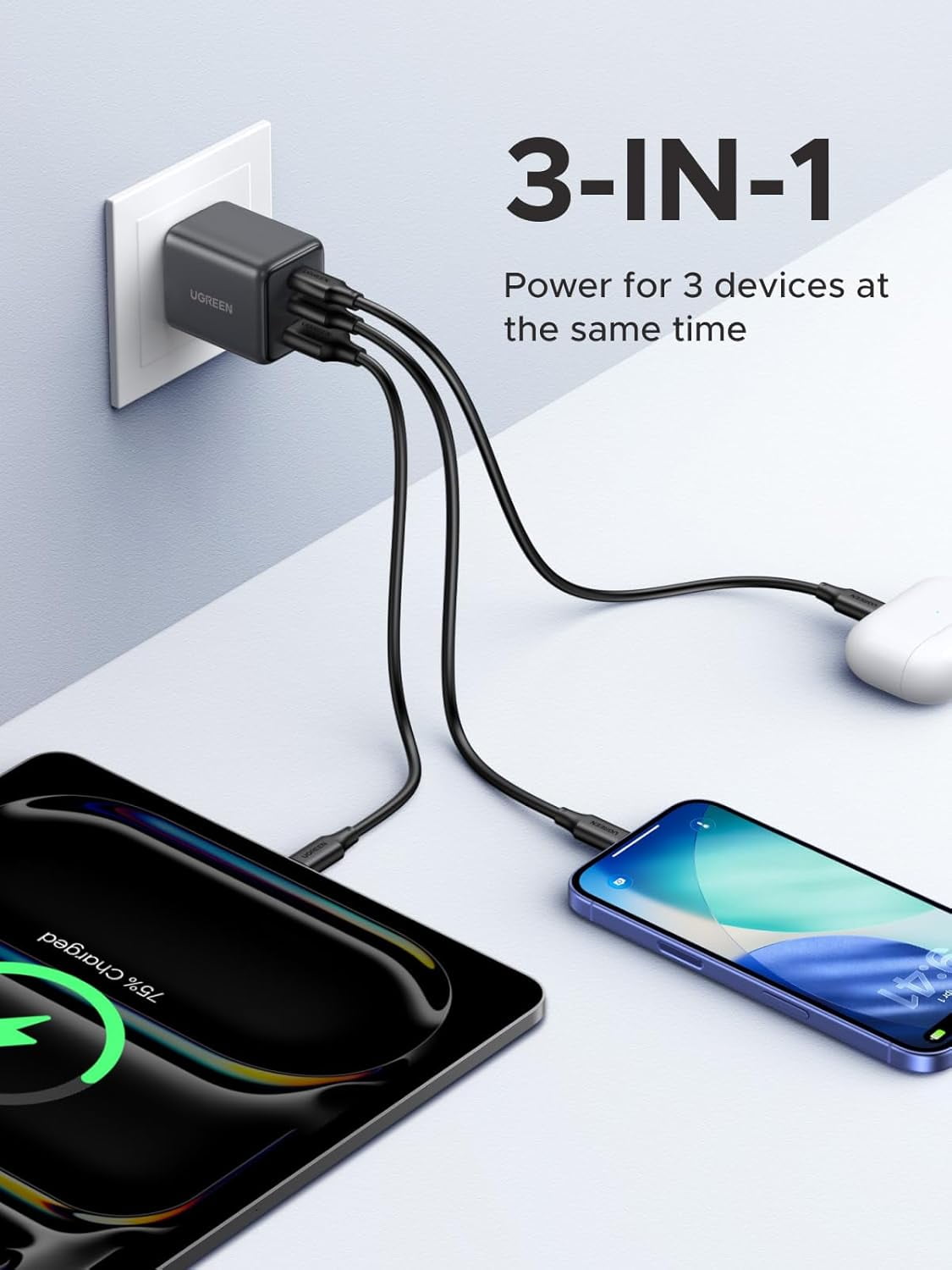 SHIQI-1 Pack 30W Charger for iPhone 17 Fast Charging, 3 Port GaN ...