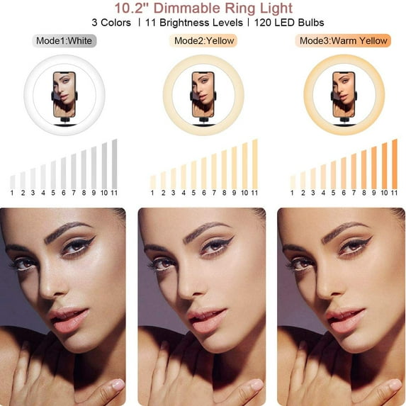 SHIQI-10" Desktop Selfie Ring Light with Stand and Phone Holder for ...