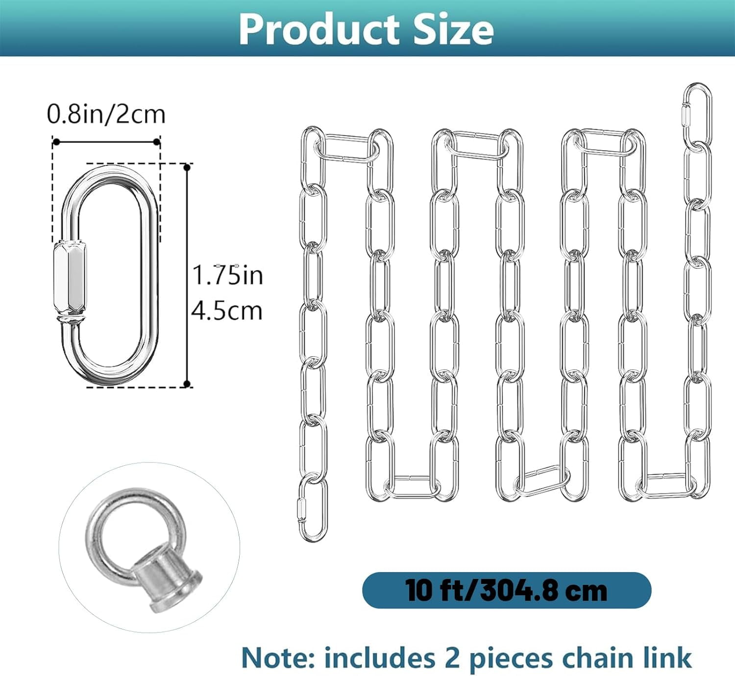 SHIQI-10 Feet Silver Light Fixture Chain, Adjustable Extension Chain ...