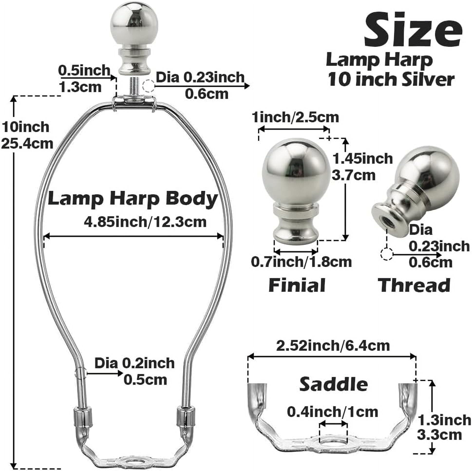 SHIQI-10 Inch Lamp Set, Silver 2 Harps and Finial, Metal Shade Holder ...