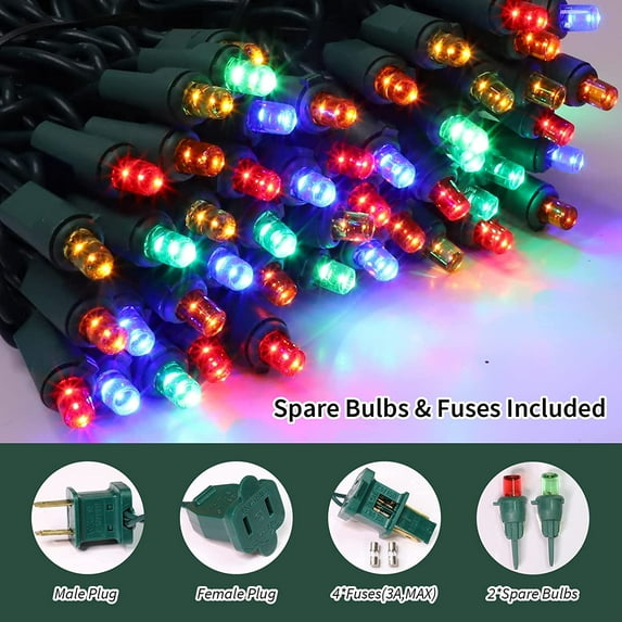 SHIQI-100 Count Multicolor- String Lights - 21.6FT LED Christmas Light ...