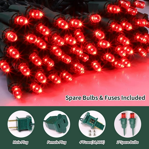 SHIQI-100 Count Red -String Lights - 21.6FT LED Christmas Lights, Mini ...