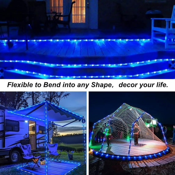 SHIQI-100 LED Blue Battery Operated Rope Lights Outdoor Waterproof ...