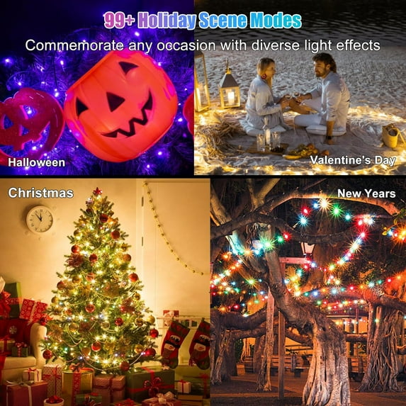 SHIQI-100 LEDs RGB Smart IC Fairy Lights, [APP & Remote Control] 33FT ...