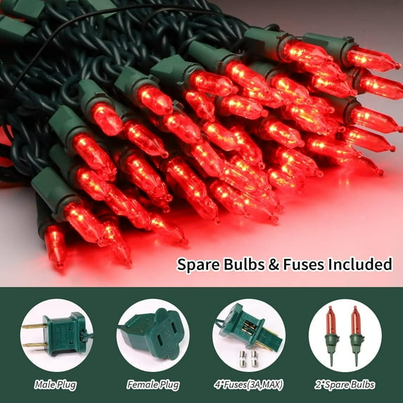 SHIQI-100 Mini LED Count RED String Lights - 21.6FT LED Christmas ...