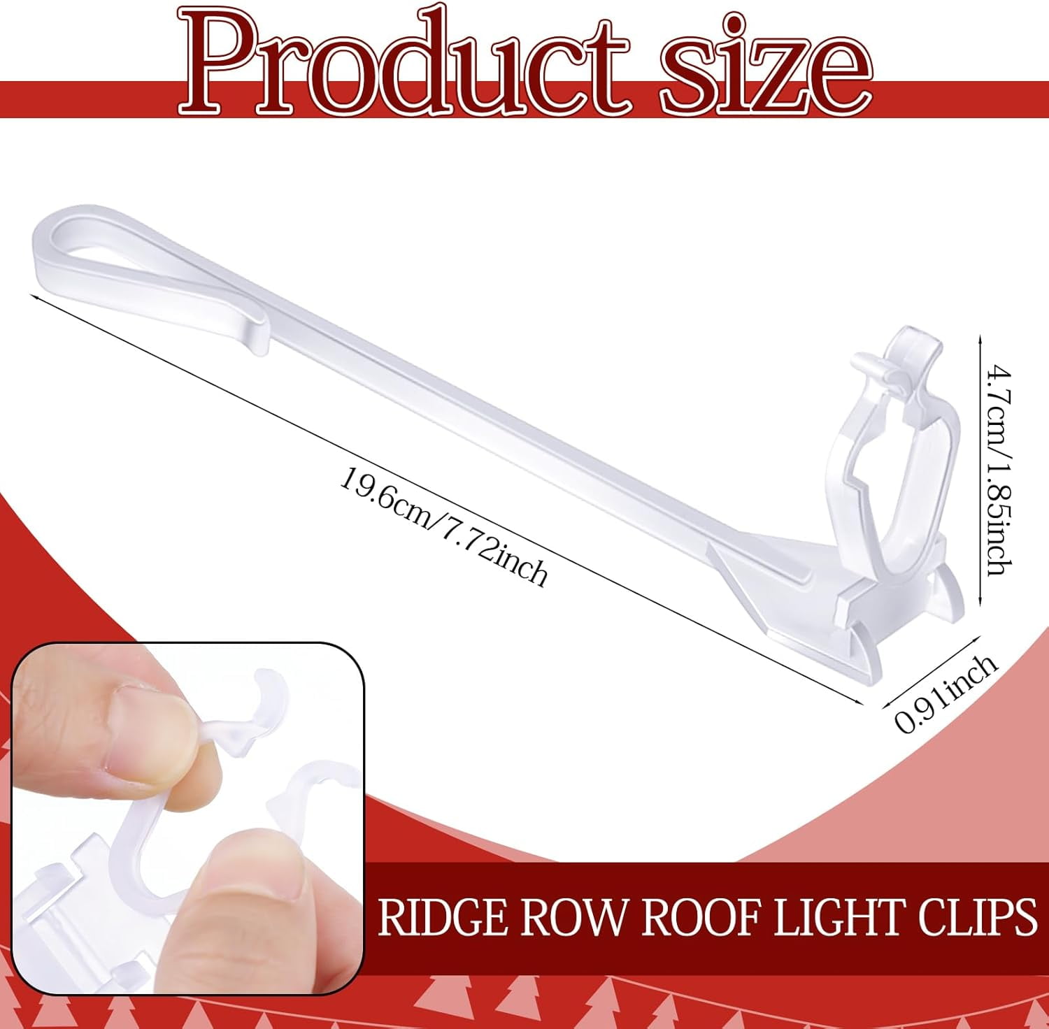 SHIQI-100 Pcs Ridge Clips Christmas Light Clips Roof Row Light Hooks ...