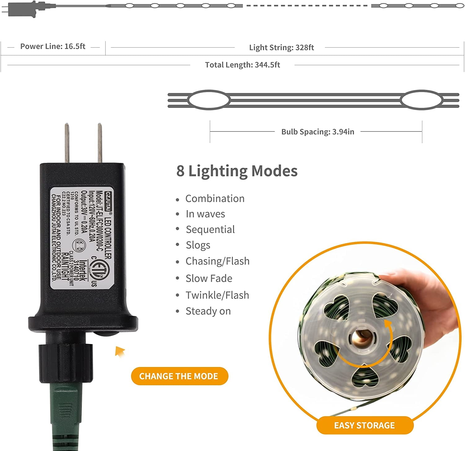 SHIQI-1000 LED Fairy String Lights, 328FT Long Outdoor Christmas Lights ...