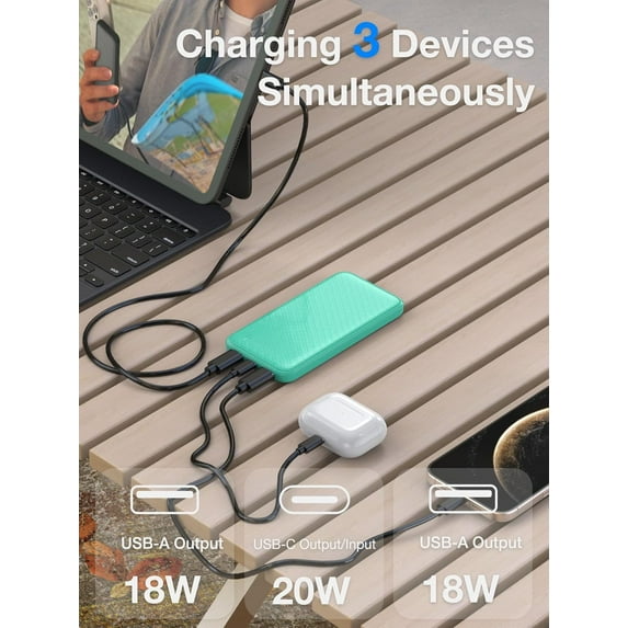 SHIQI-10000mAh Portable Charger 20W Fast Charging Power Bank Battery ...