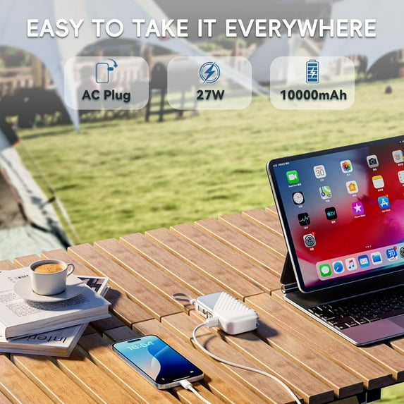 SHIQI-10000mAh Portable Charger USB C Power Bank Fast Charging 27W ...