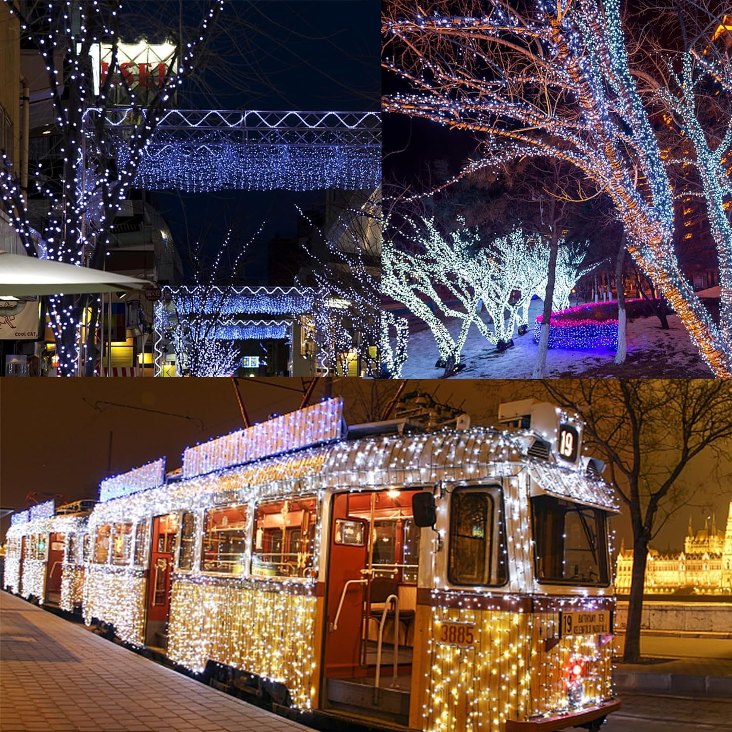 SHIQI-1000LED Christmas Lights, Extra Long 328FT Xmas Green Wire Fairy ...