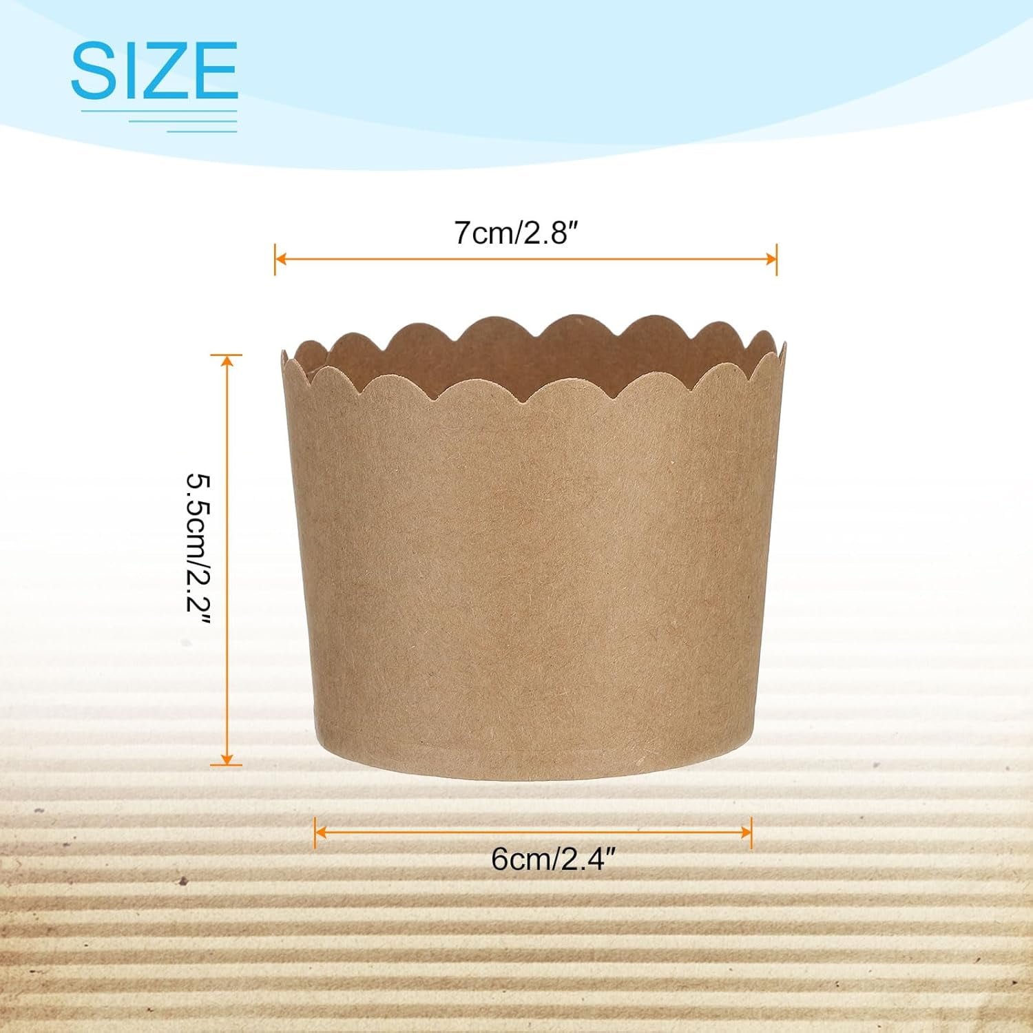 SHIQI-100Pcs Paper Baking Cups 6oz Brown Kraft Paper Muffins Liners ...