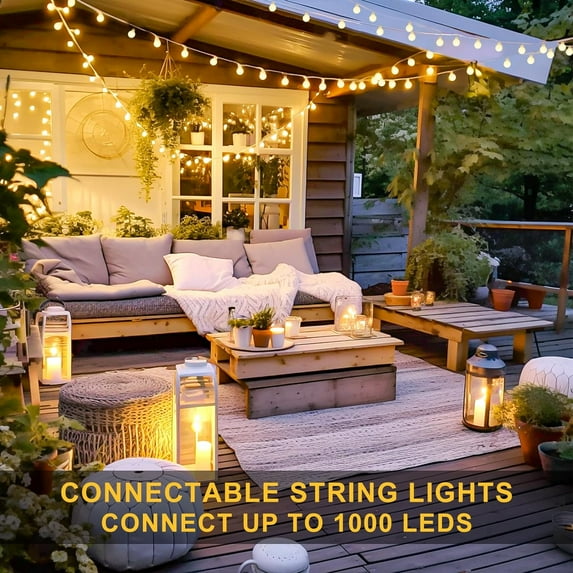SHIQI-100ft Globe String Lights Indoor Outdoor Waterproof, 200 LED ...