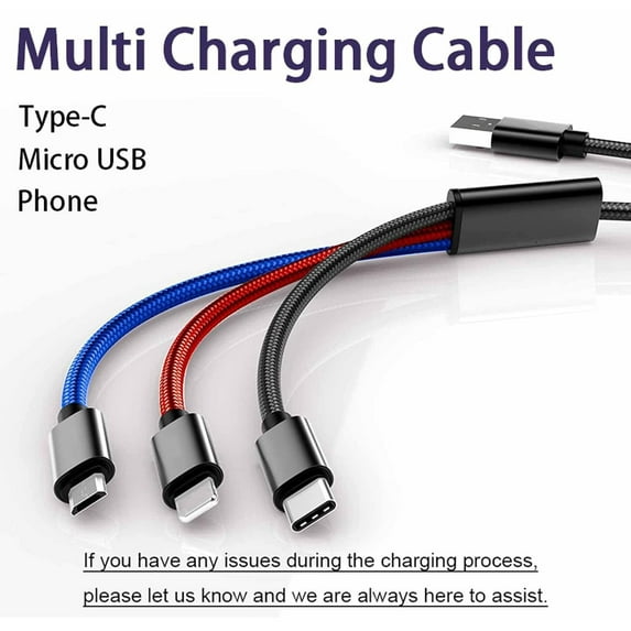 SHIQI-10ft Long Multi Charging Cable【2 pack】,3 Color,Nylon Braided,3 in ...
