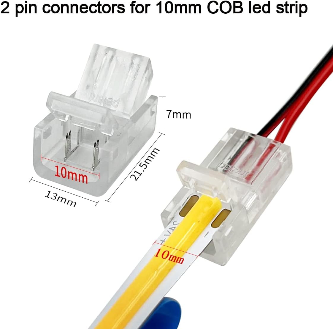 SHIQI-10mm COB LED Strip Light Connectors Strip to Wire Solderless ...