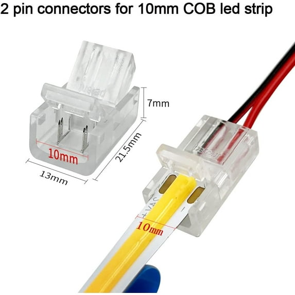 SHIQI-10mm COB LED Strip Light Connectors Strip to Wire Solderless ...